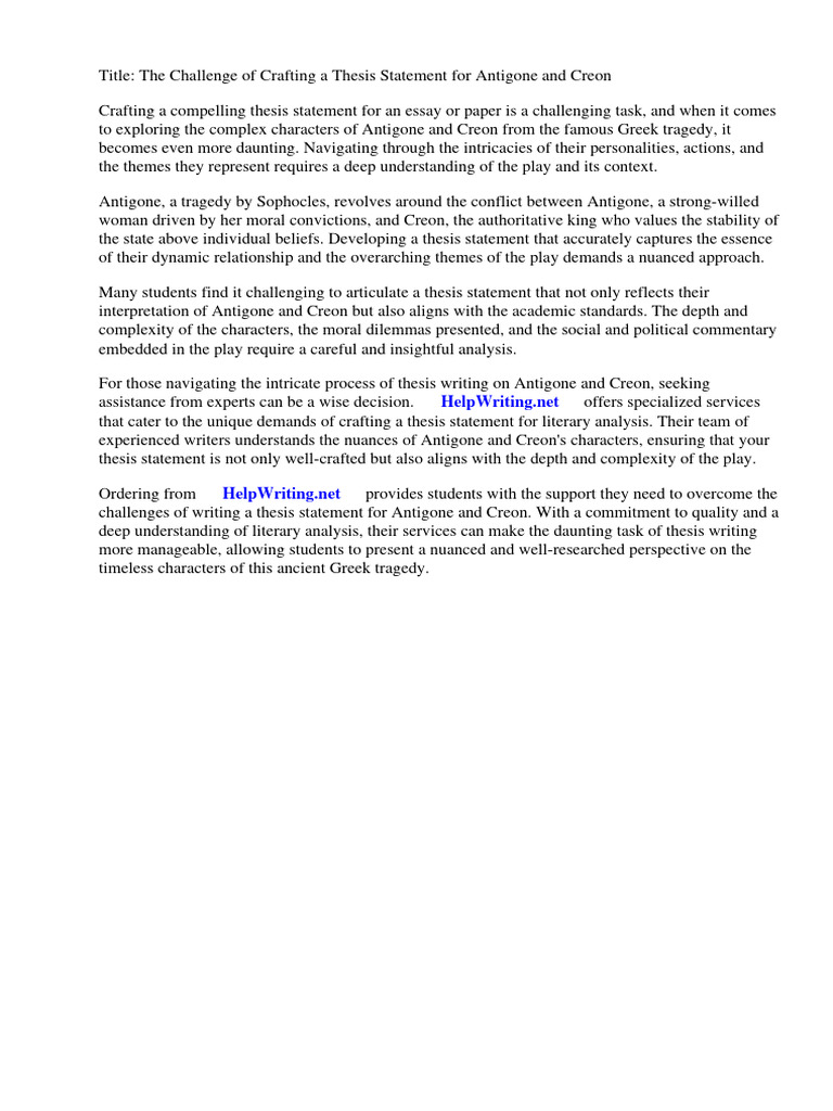 Thesis Statement For Antigone and Creon | PDF | Oedipus | Sophocles