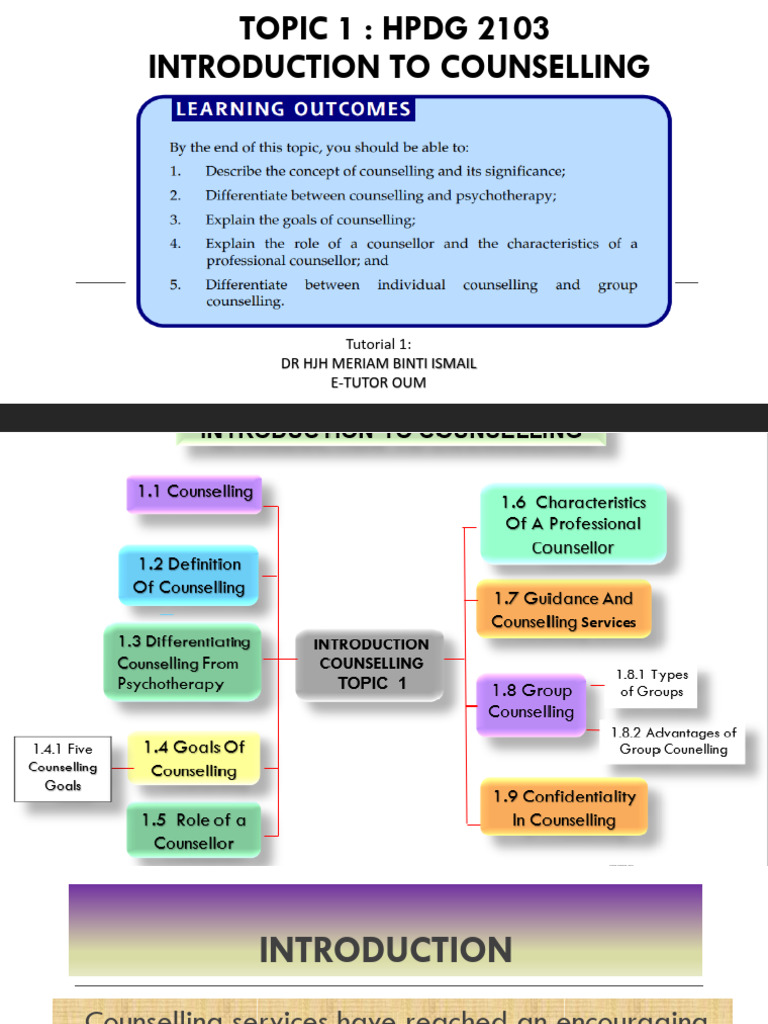 HPGD2103 Topic 1-edit student-BI | PDF | Psychotherapy | Confidentiality