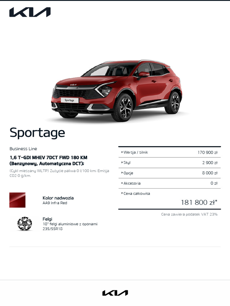 Kia Configurator Sportage Business - Line 20231112 1 | PDF
