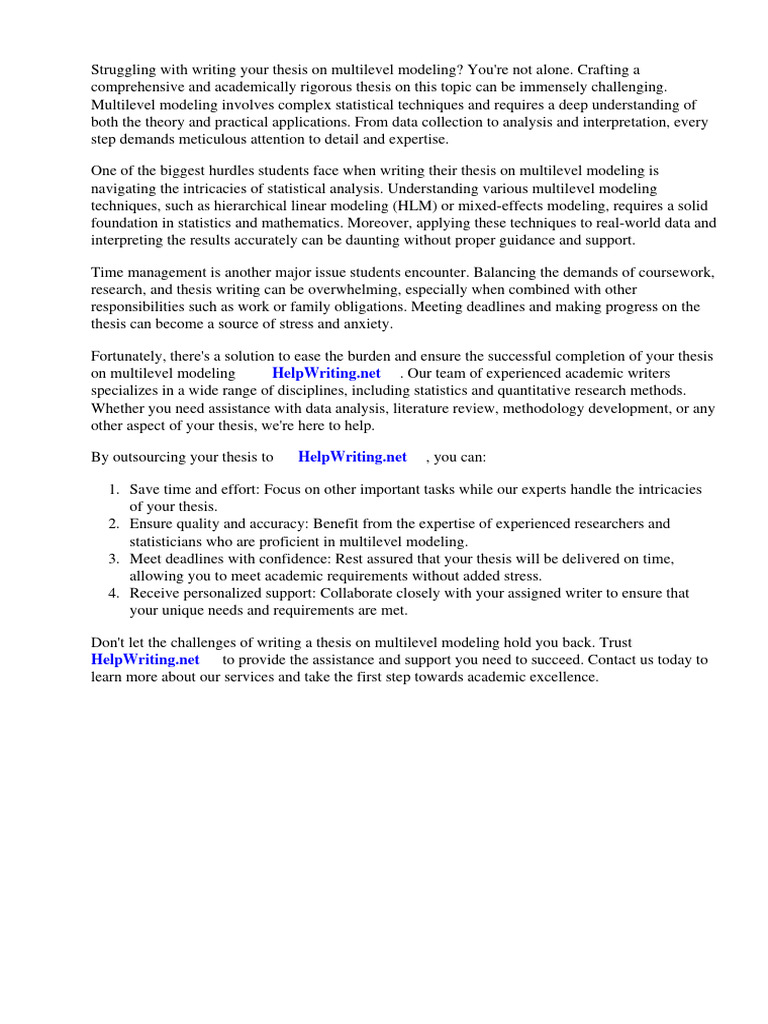 Thesis On Multilevel Modeling | PDF | Multilevel Model | Linear Regression