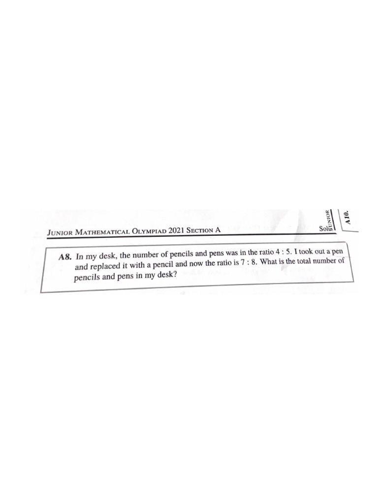 Junior Mathematical Olympiad 2021 Section A | PDF