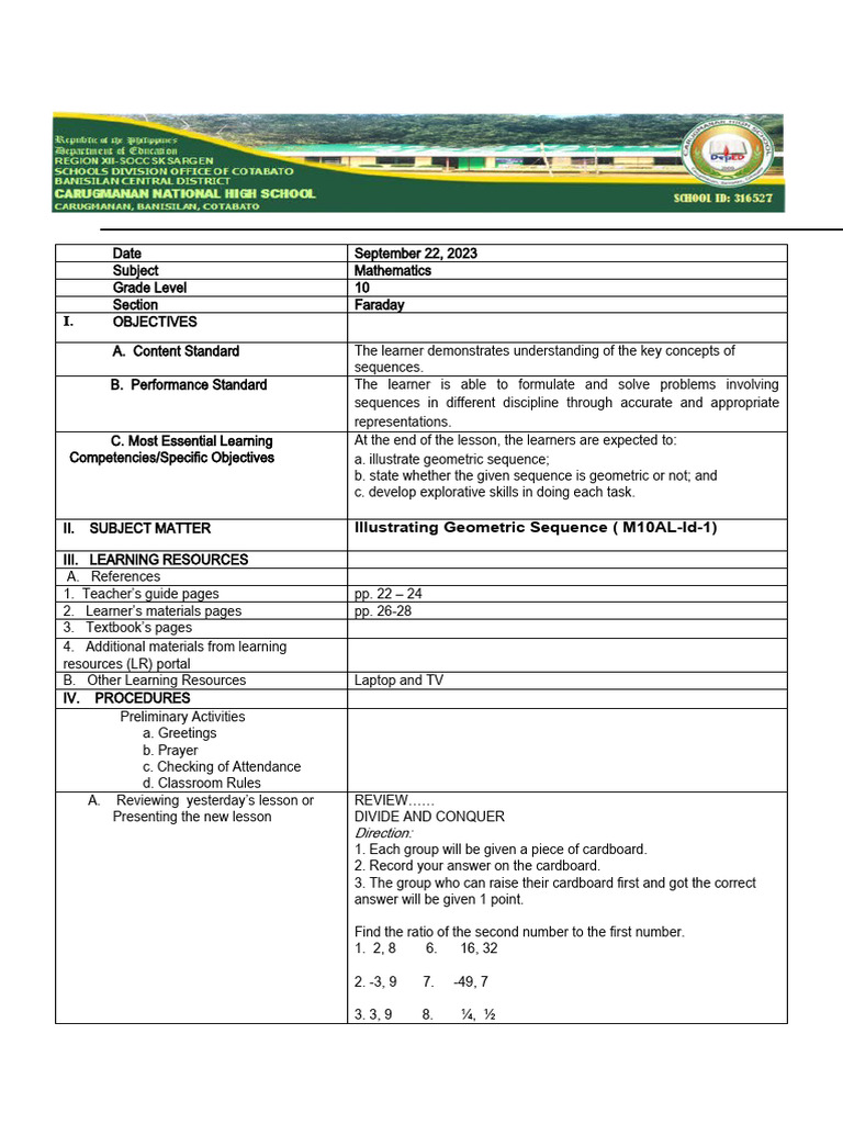 COT 1st QUARTER | PDF | Learning | Ratio