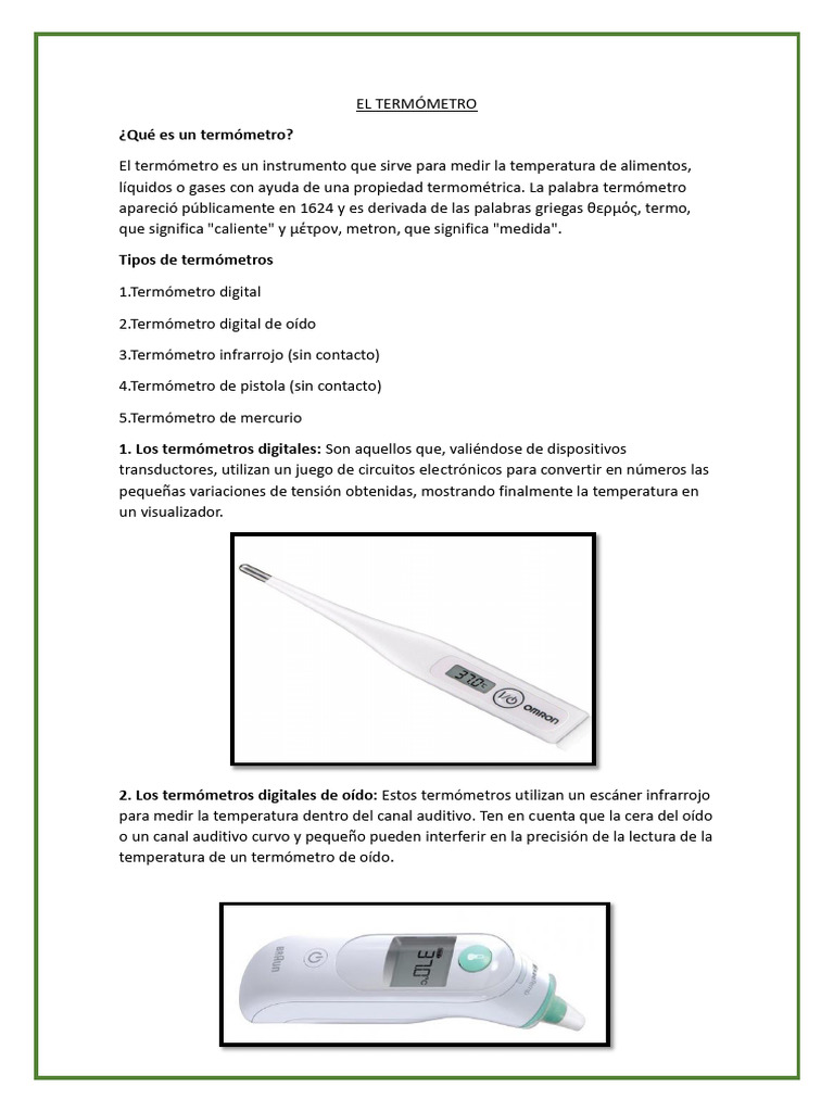 Tipos y partes del termómetro | PDF
