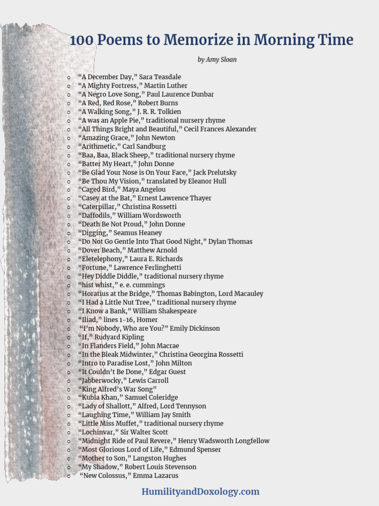 100 Poems Checklist 3 | PDF | Poetry | Poets