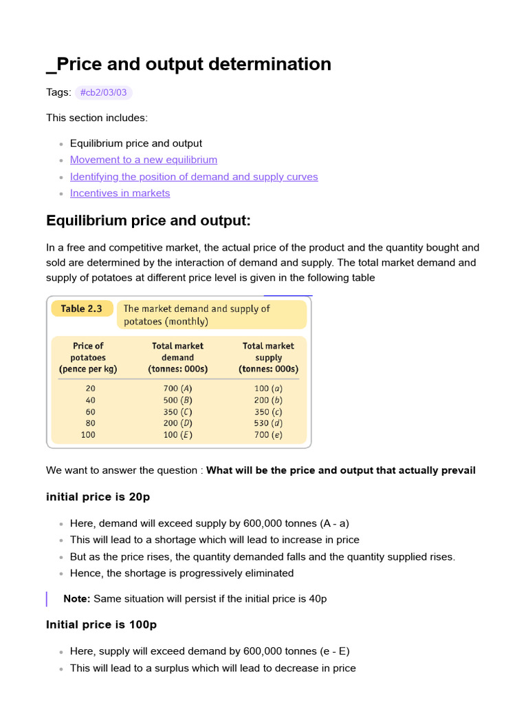 Equilibrium Price and Output Guide | PDF | Economic Equilibrium ...