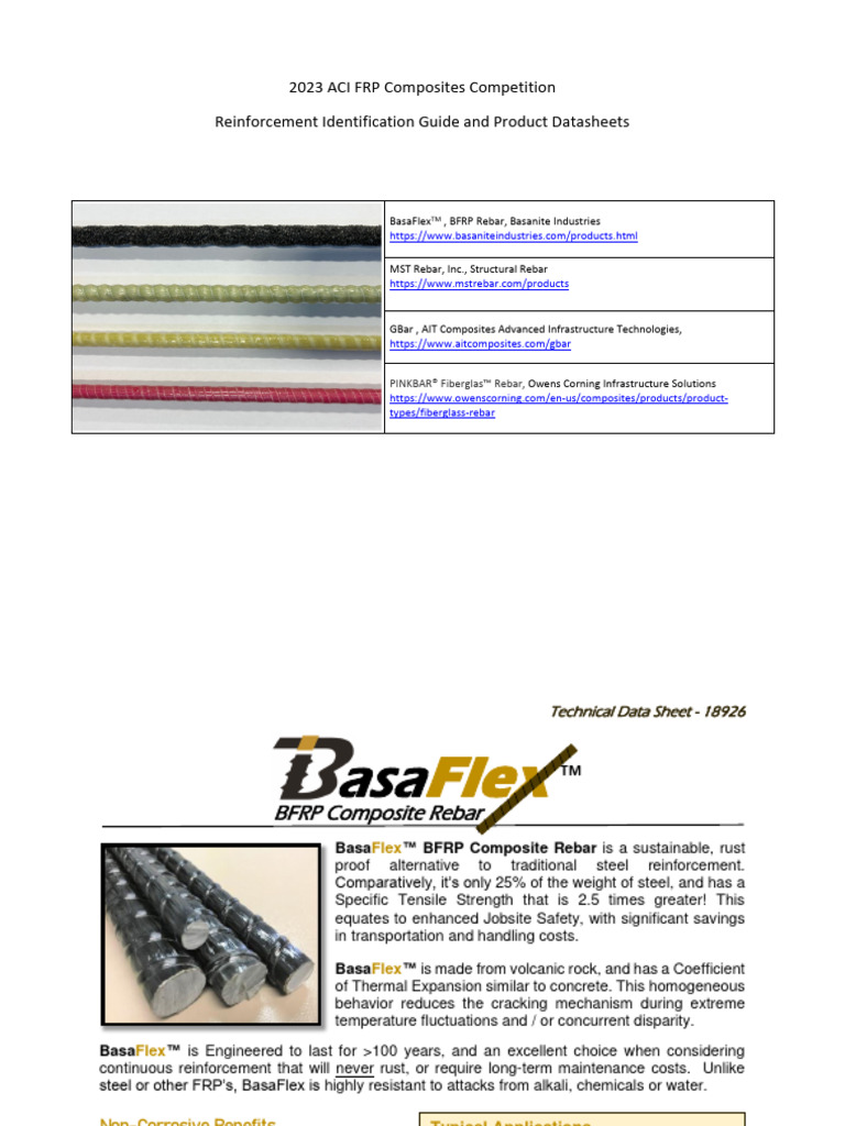Rebar IDand Manufacturer Data Sheets | PDF | Concrete | Fibre ...