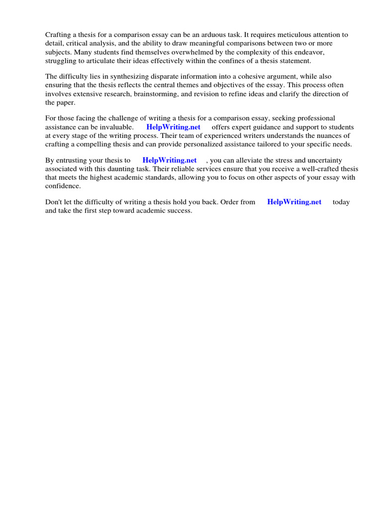 Example Thesis For A Comparison Essay | Download Free PDF | Essays