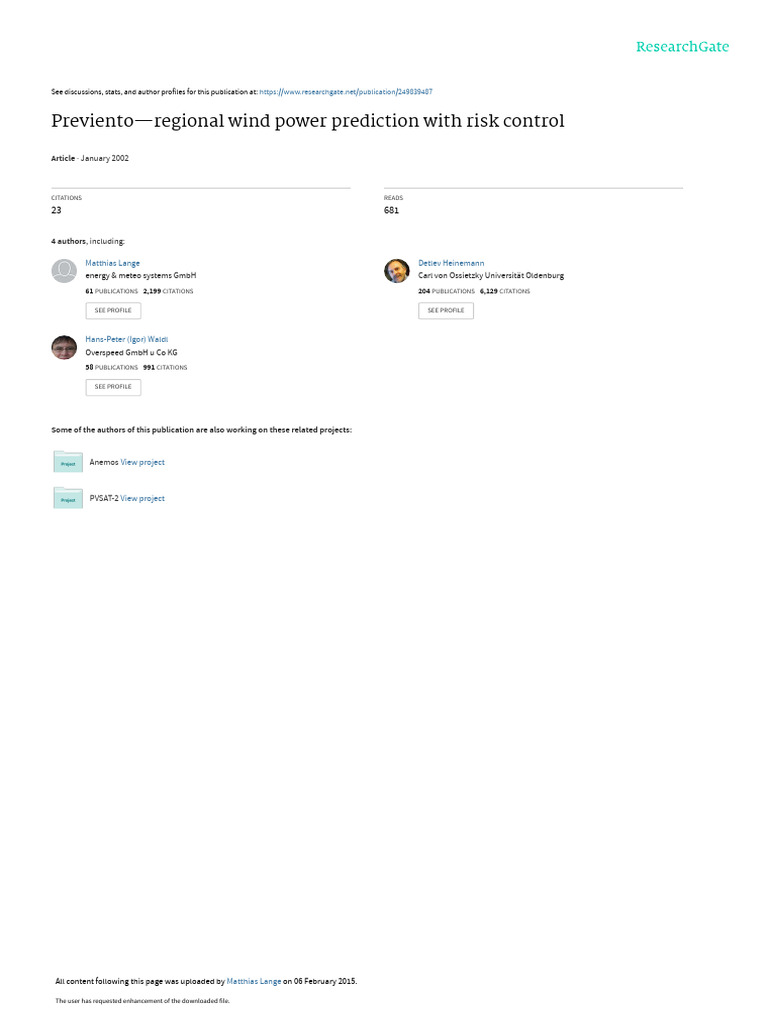 ...Regional Wind Power Prediction With Risk Control | PDF | Weather Forecasting | Prediction