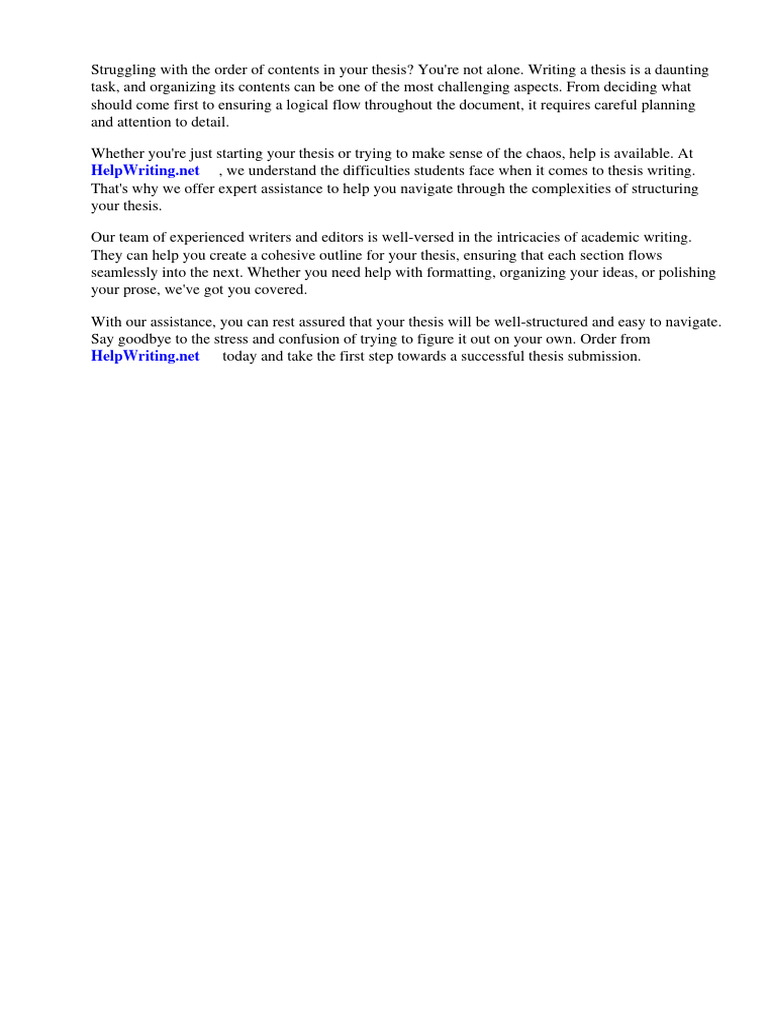 Order of Contents in Thesis | PDF | Thesis | Qualitative Research