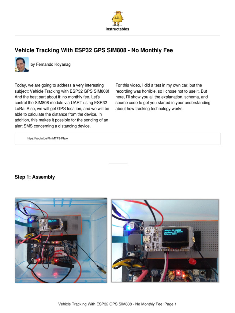 Vehicle Tracking With Esp32 Gps Sim808 No Monthly Pdf Global Positioning System General 2300