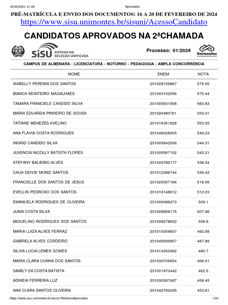 2 Chamada Sisu 1-2024 | PDF