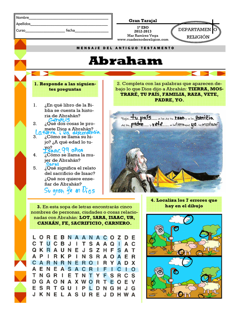 REL - T2 - 3 - Ficha 1 - Abraham | PDF