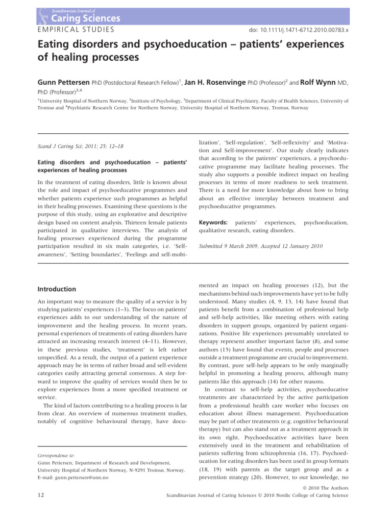 Eating Disorders: Psychoeducation Impact | PDF | Eating Disorder ...