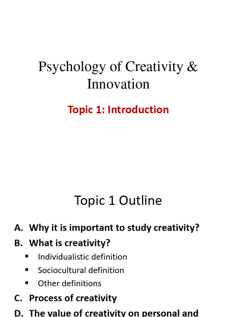 Topic 1 Introduction | PDF | Creativity | Thought Topic 1 Introduction | PDF | Creativity | Thought