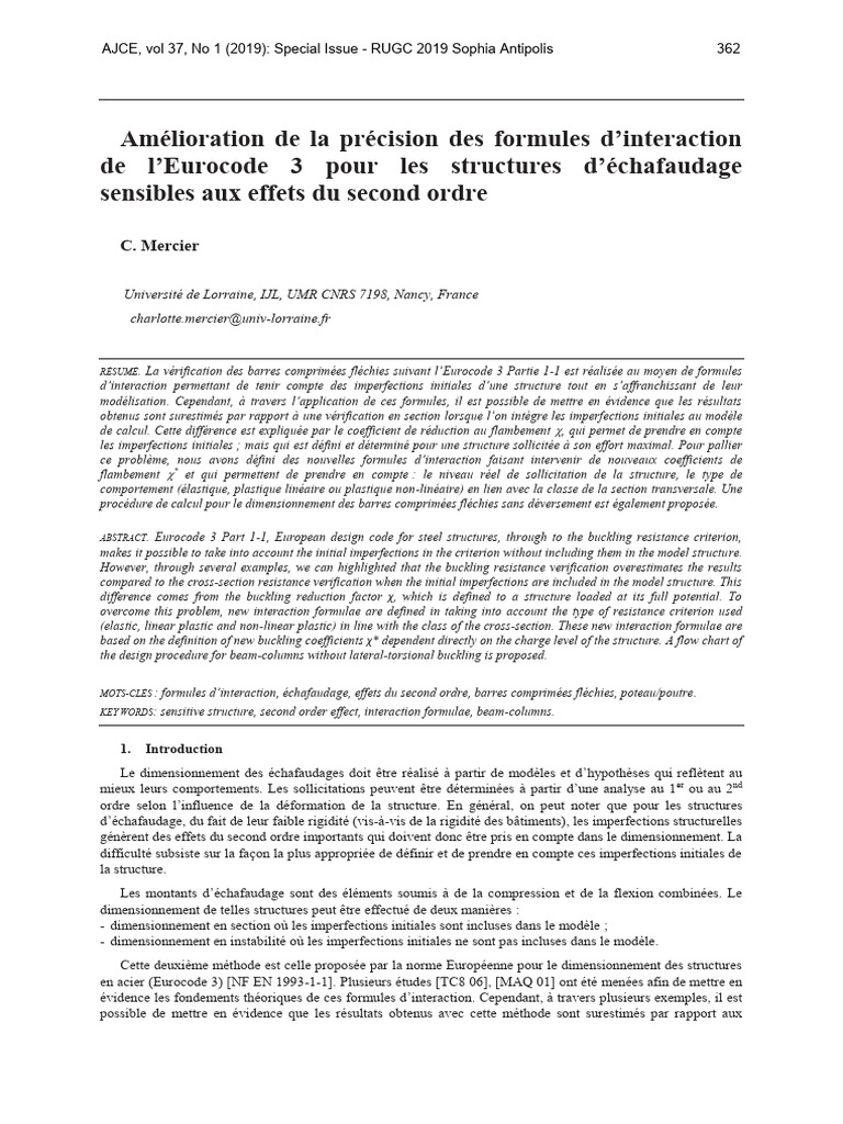 Formules d'interaction Eurocode 3 améliorées | PDF | Résistance des ...