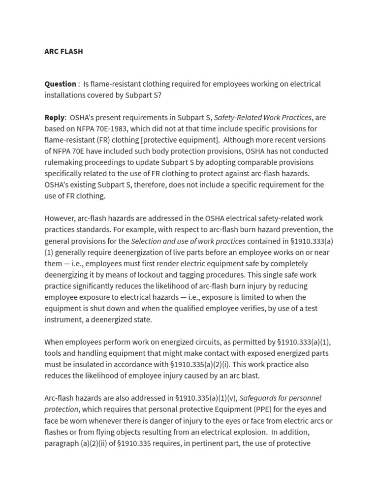 Arc Flash-Standards | PDF | Labor Relations | Safety