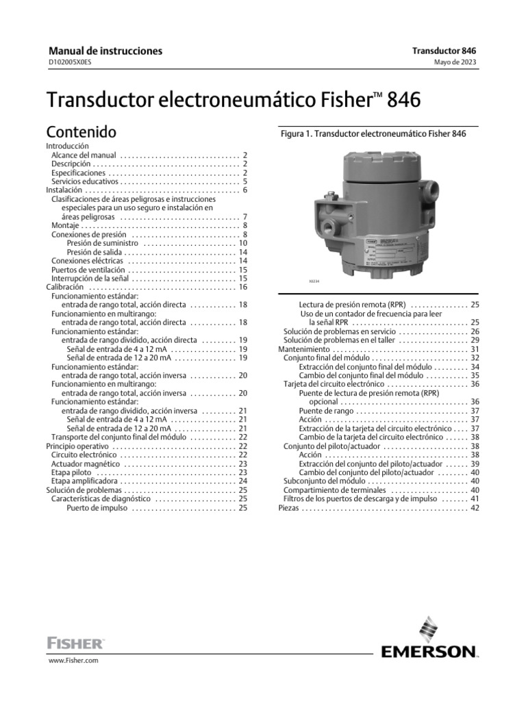 Instruction Manual Transductor Electroneumático Fisher 846 846 Electro ...