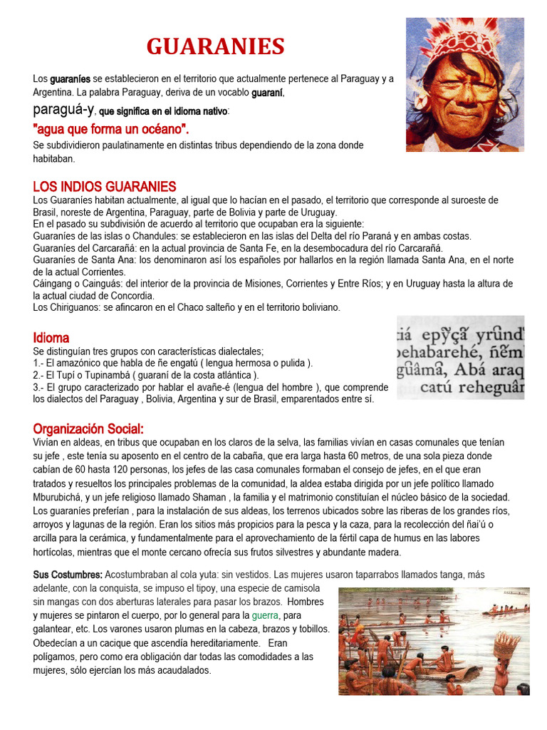 Historia y Costumbres de los Guaraníes | PDF | Pueblos Indígenas de las ...
