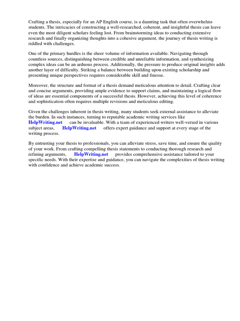 How To Write A Thesis AP English | PDF | Essays | Thesis