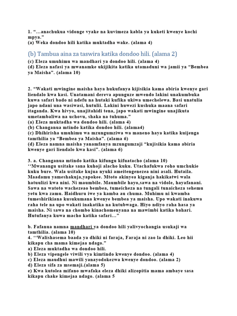 Bembea Maswali | PDF