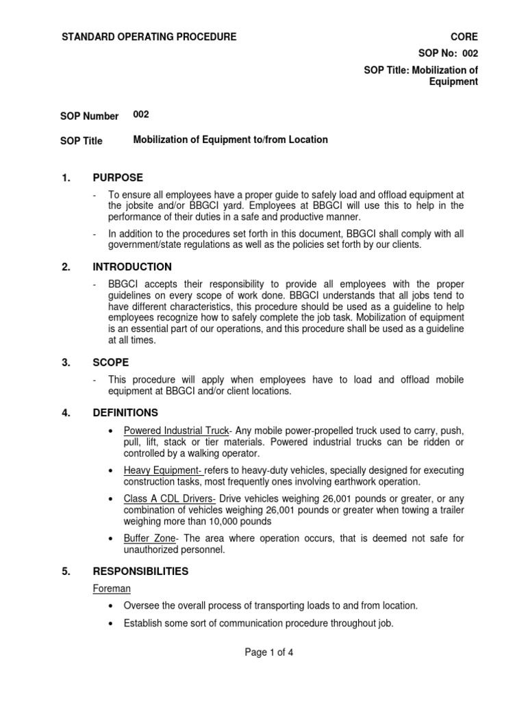 Mobilization of Equipment TJ | PDF | Truck Driver | Trailer (Vehicle)