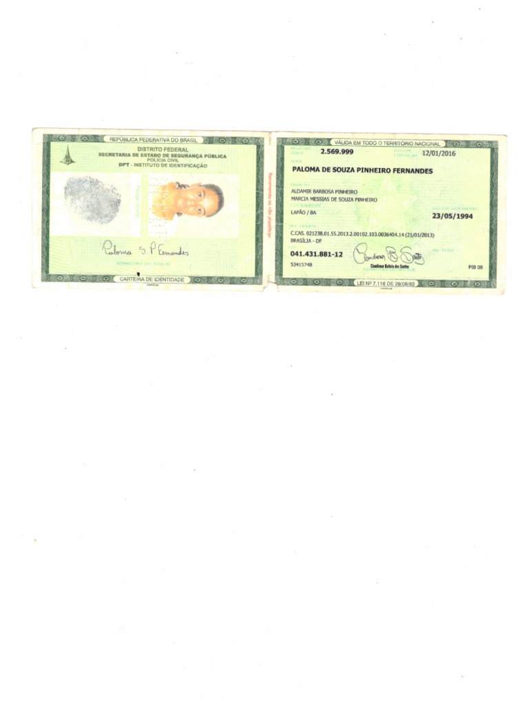 RG e CPF - Paloma | PDF