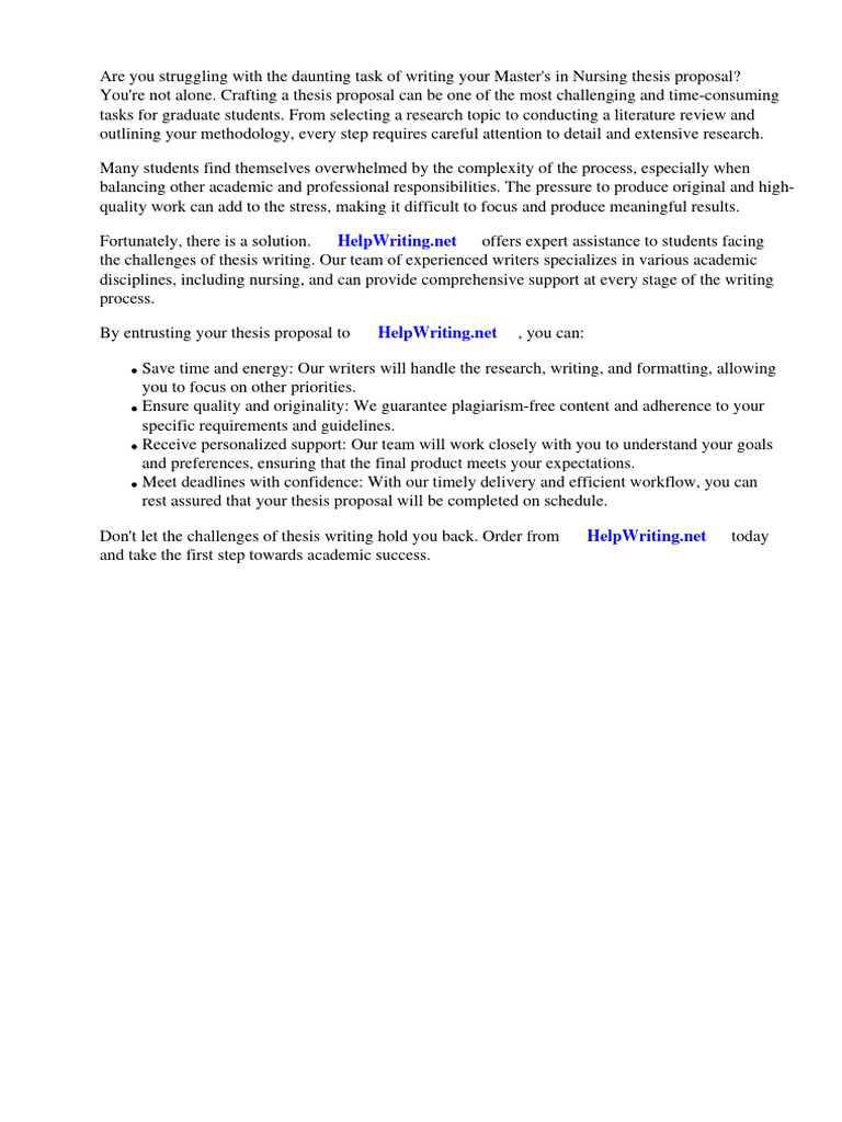 Nursing Thesis Proposal Assistance | PDF | Thesis | Methodology