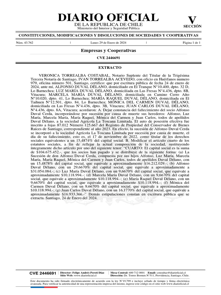 Ejemplo de Extracto Socios Herederos | PDF