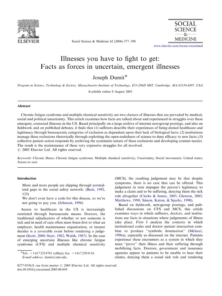 Dumit, Emerging Illness06 | PDF | Chronic Fatigue Syndrome | Mental ...