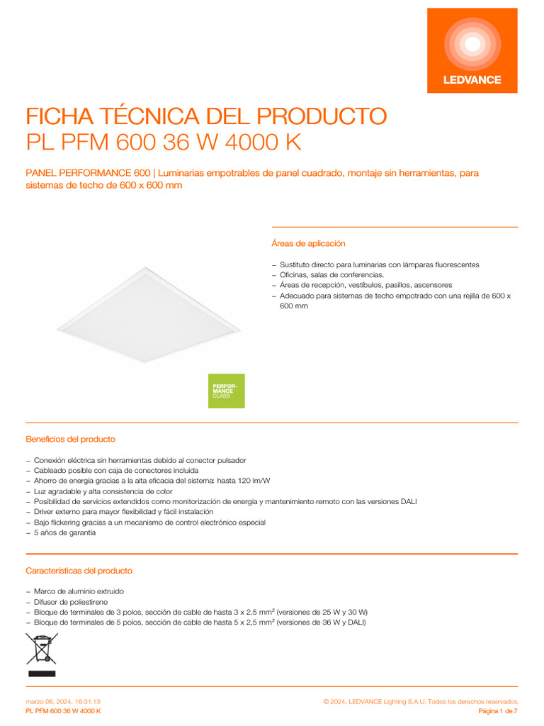 Ficha Tecnica Luminarias 60x60 | PDF