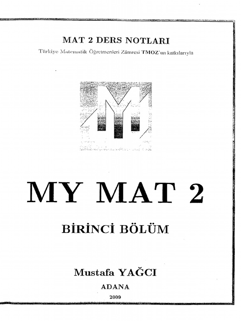 Mustafa Yağcı - Matematik 2 - Cilt 1 | PDF Mustafa Yağcı - Matematik 2 - Cilt 1 | PDF