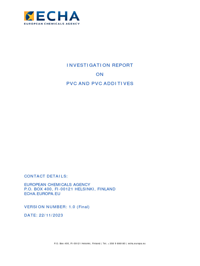 PVC and Additives Investigation Report | PDF | Polyvinyl Chloride ...