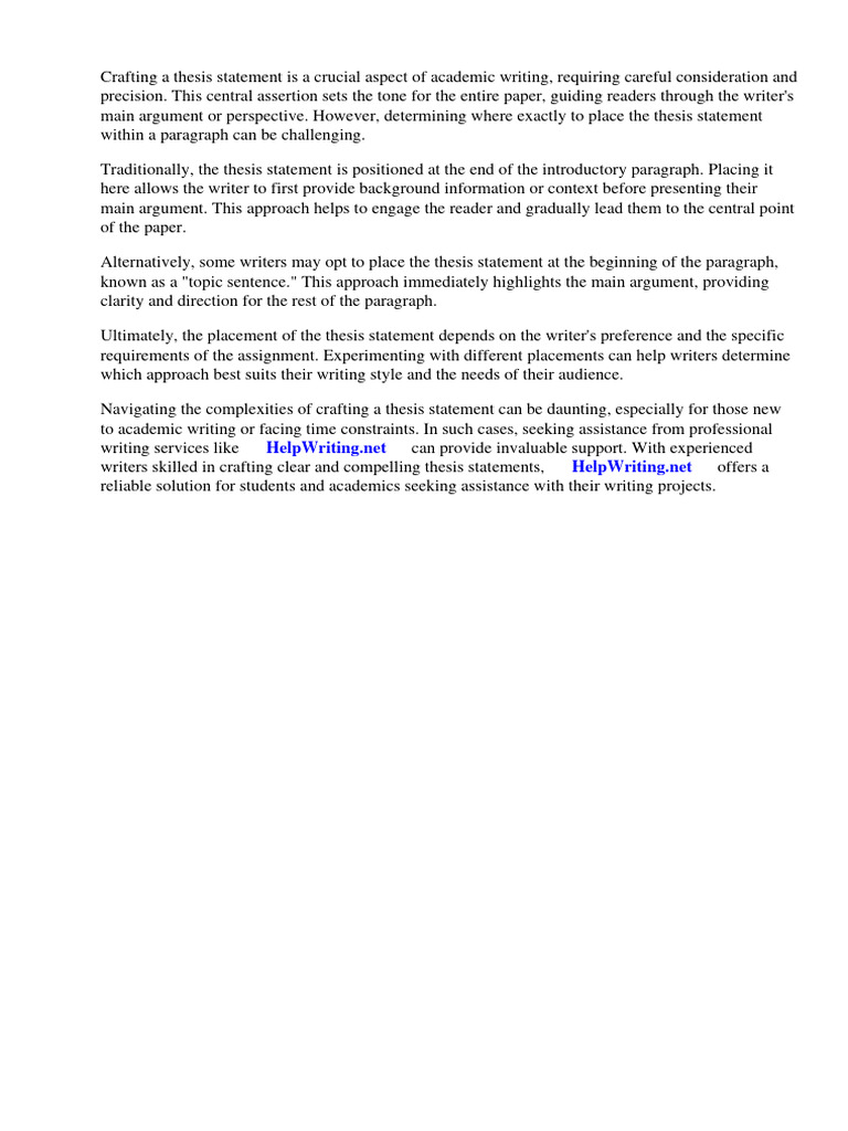 Thesis Statement Placement Guide | PDF | Essays | Thesis