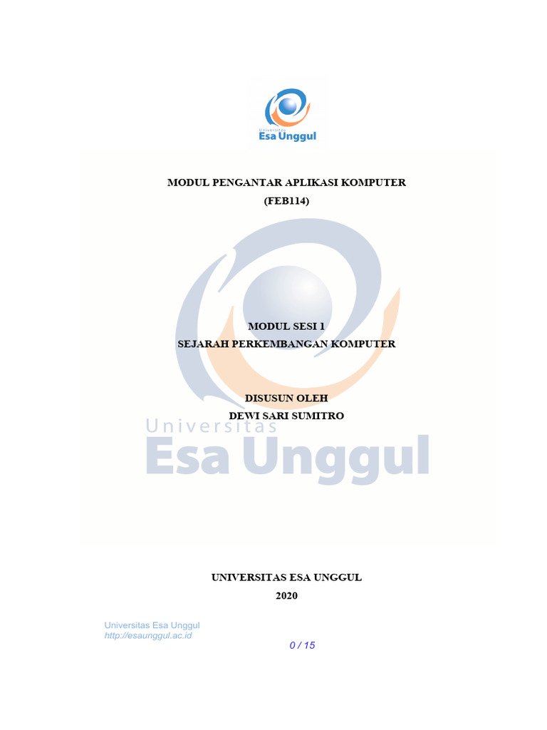 Modul Perkuliahan Sesi 1 - Sejarah Perkembangan Komputer | PDF