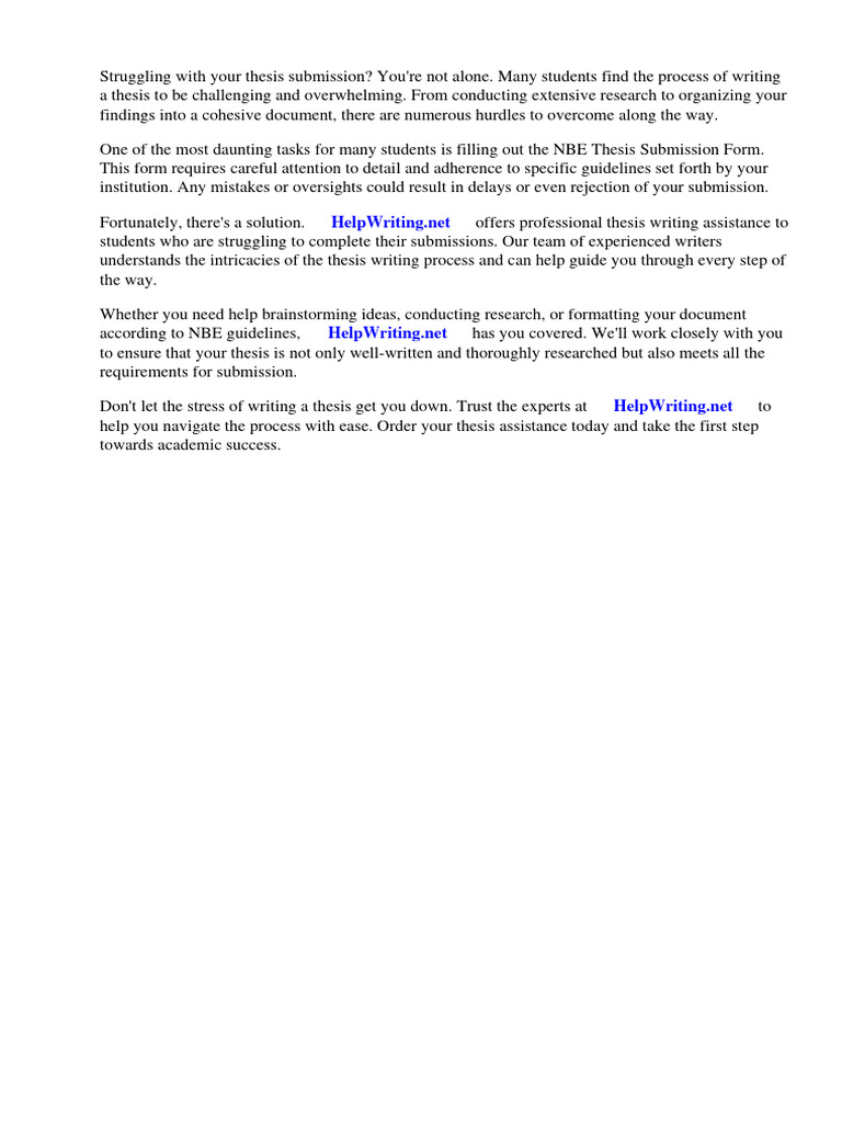 Thesis Submission Help for Students | PDF