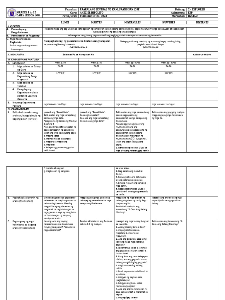 DLL Esp2 Q3 W4 | PDF