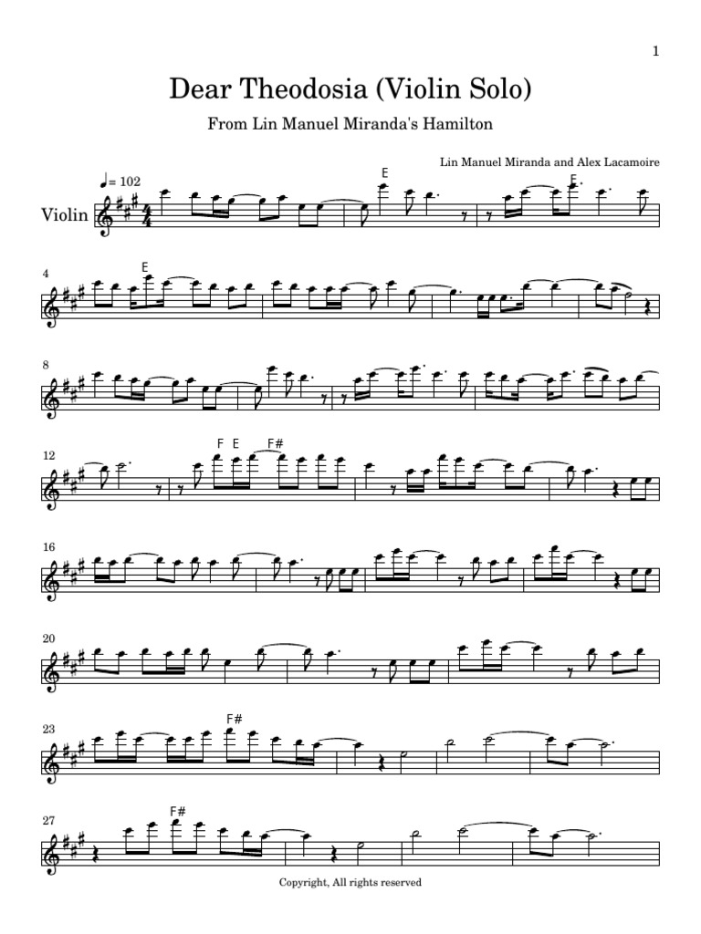 Dear Theodosia (Violin Solo) | PDF