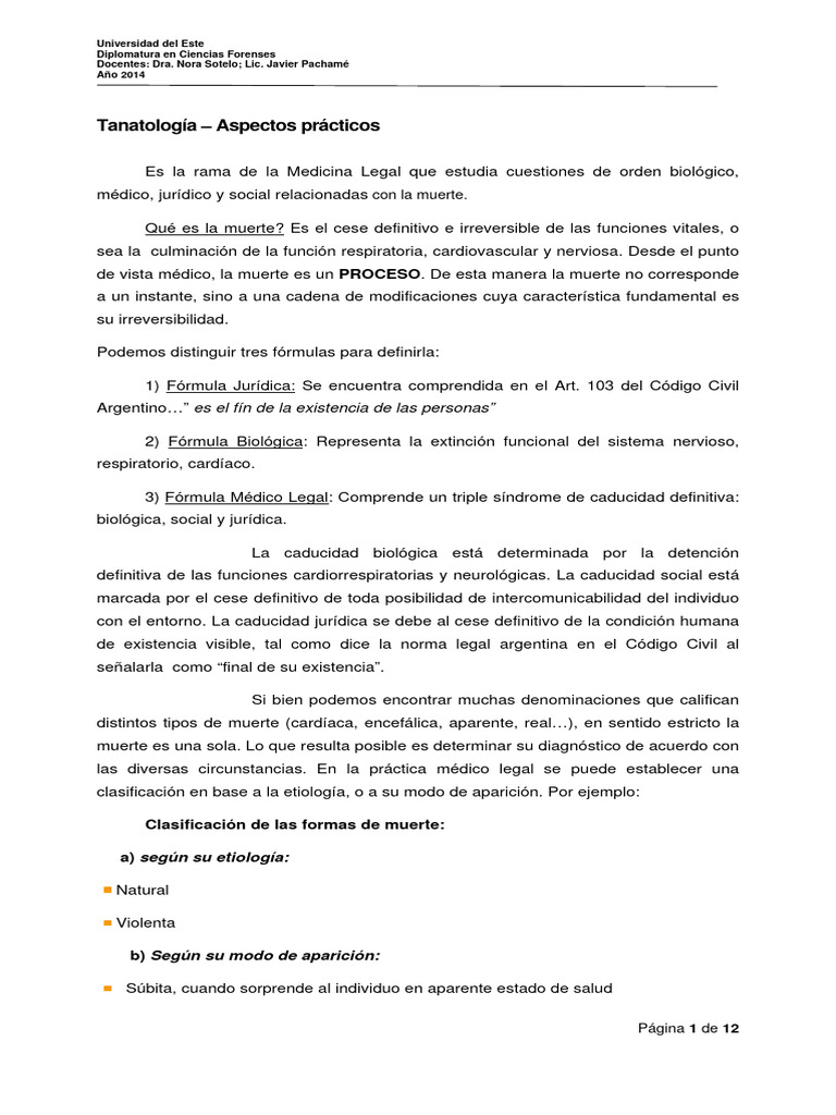 Tanatología: Aspectos Prácticos y Definiciones | PDF | Muerte ...