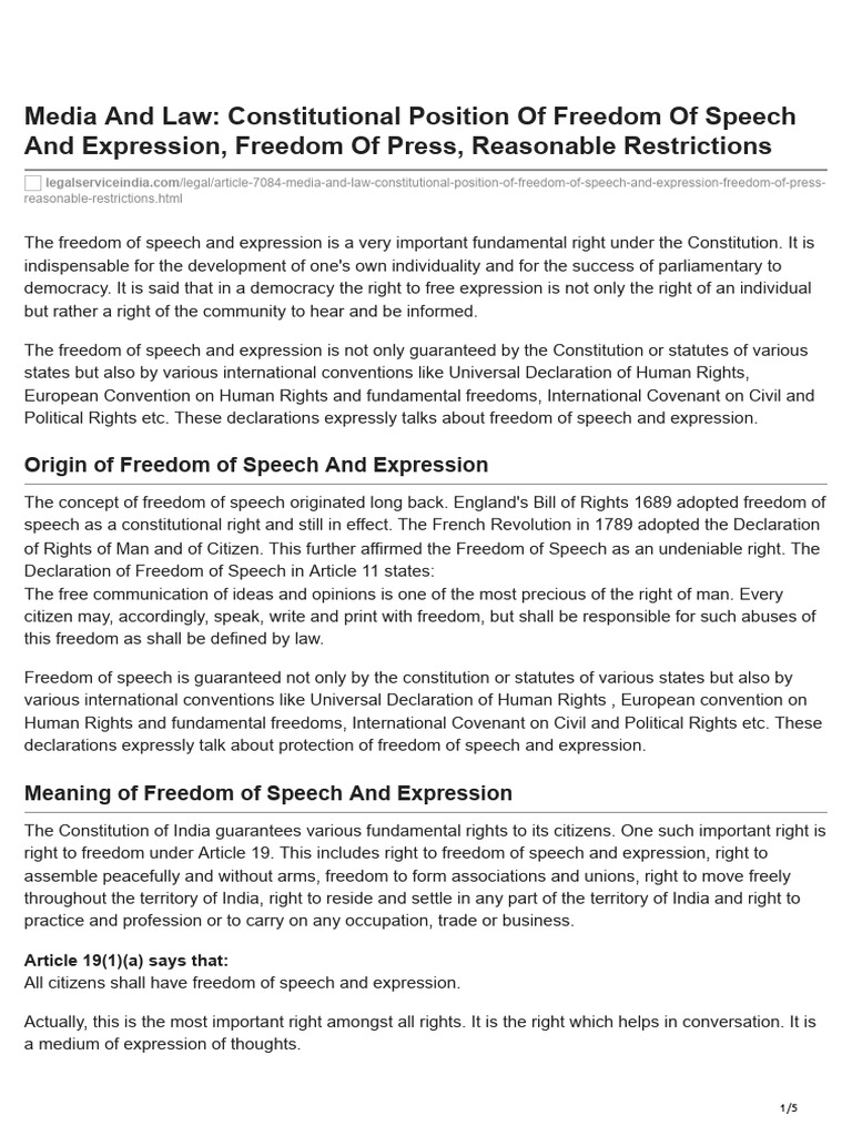 Freedom of Speech: Legal Insights | PDF | Freedom Of Speech | Defamation
