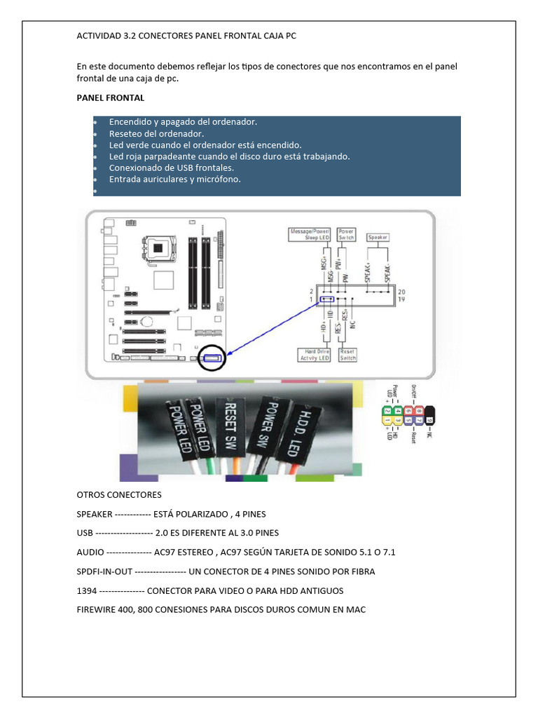 Conectores del Panel Frontal de PC | PDF