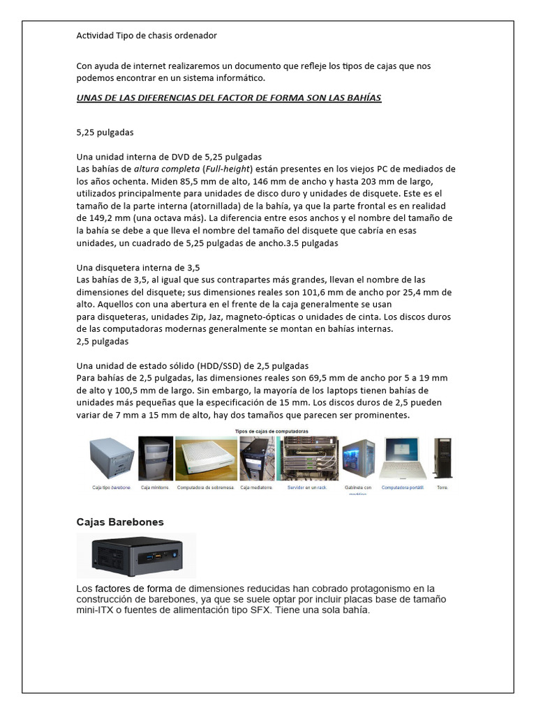 ACTIVIDAD Cajas de Ordenador | PDF | Disco duro | Disco flexible