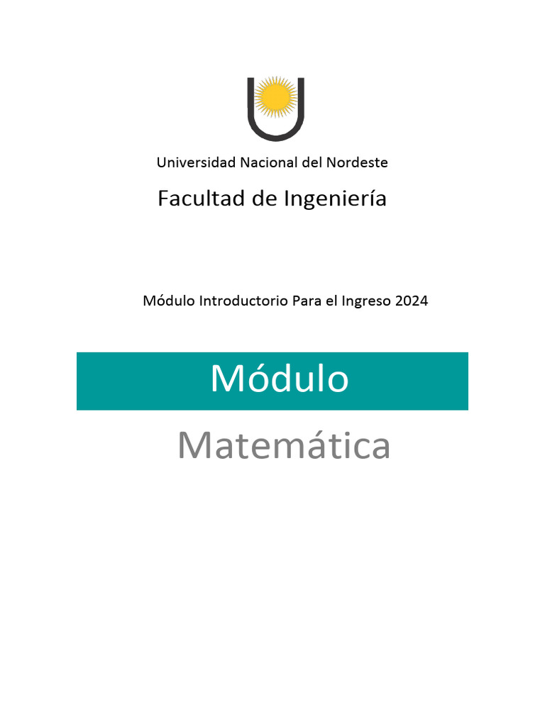 Módulo de Matemática para Ingreso 2024 UNNE | PDF | División (Matemáticas) | Aritmética