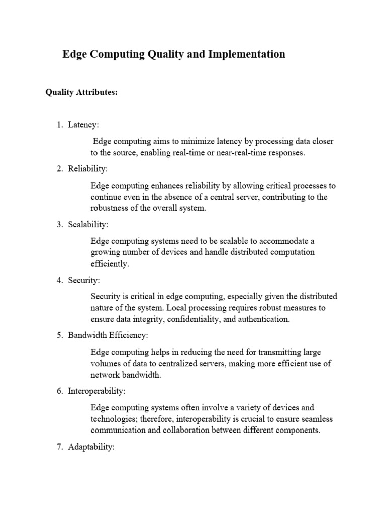 Edge Computing Quality and Implementation | PDF | Internet Of Things | Computing
