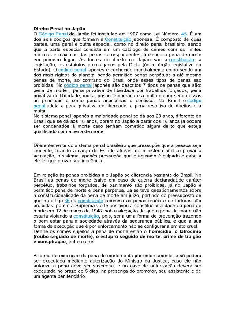 Prisão Perpétua no Direito Penal Japonês | PDF | Pena de morte | Homicídio