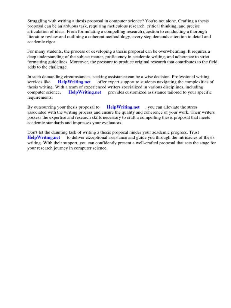 Thesis Proposal in Computer Science | PDF | Thesis | Methodology