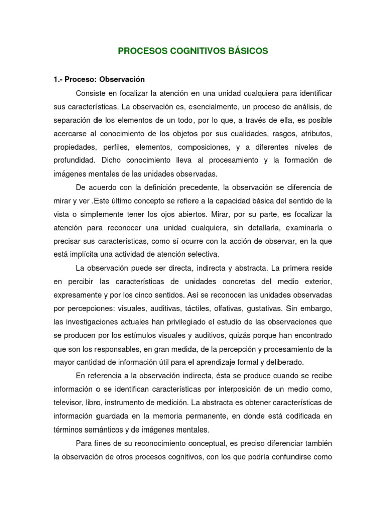PROCESOS_COGNITIVOS_BASICOS | PDF | Percepción | Pensamiento