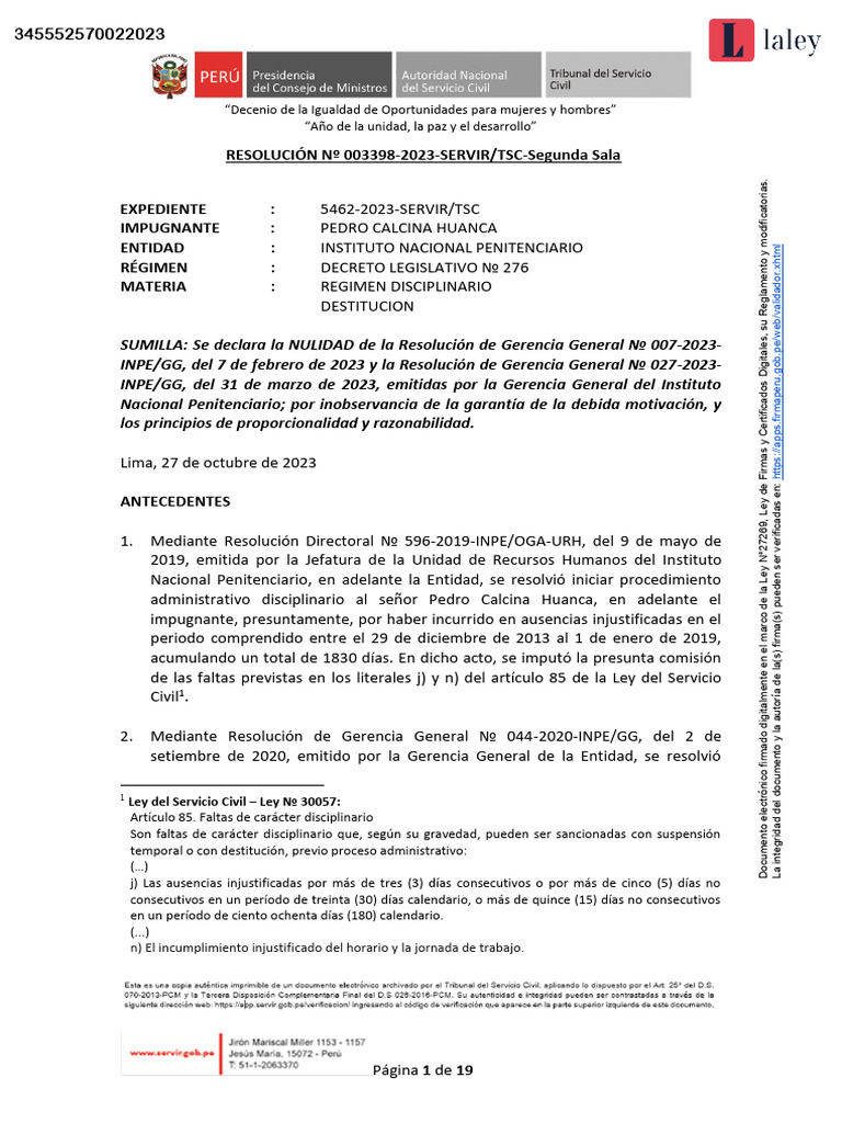 Servir-anula-destitucion-de-trabajador-del-INPE - Nulidad Por Vulnerar ...