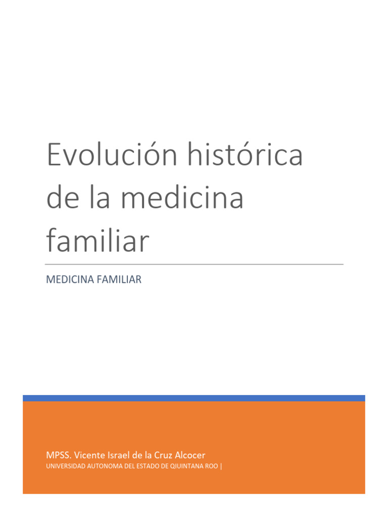 Evolucion Historica de La Medicina Familiar - Vicente de La Cruz | Descargar gratis PDF ...