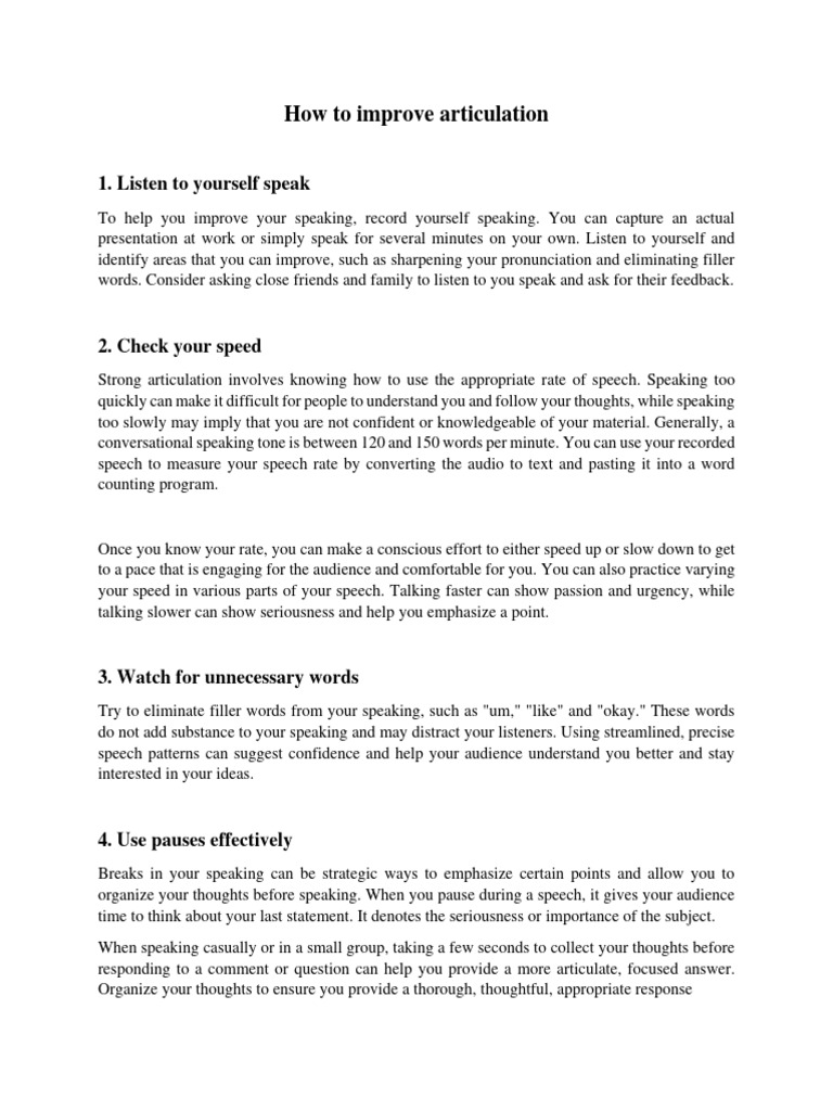 How To Be More Articulate | PDF | Thought | Stress (Linguistics)