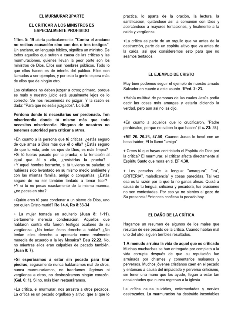 EL MURMURAR 2PARTE | PDF | Pecado | Jesús